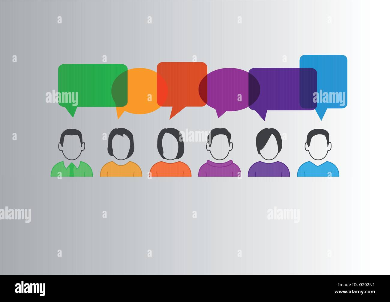 Flat design vector illustration of communication between different ...