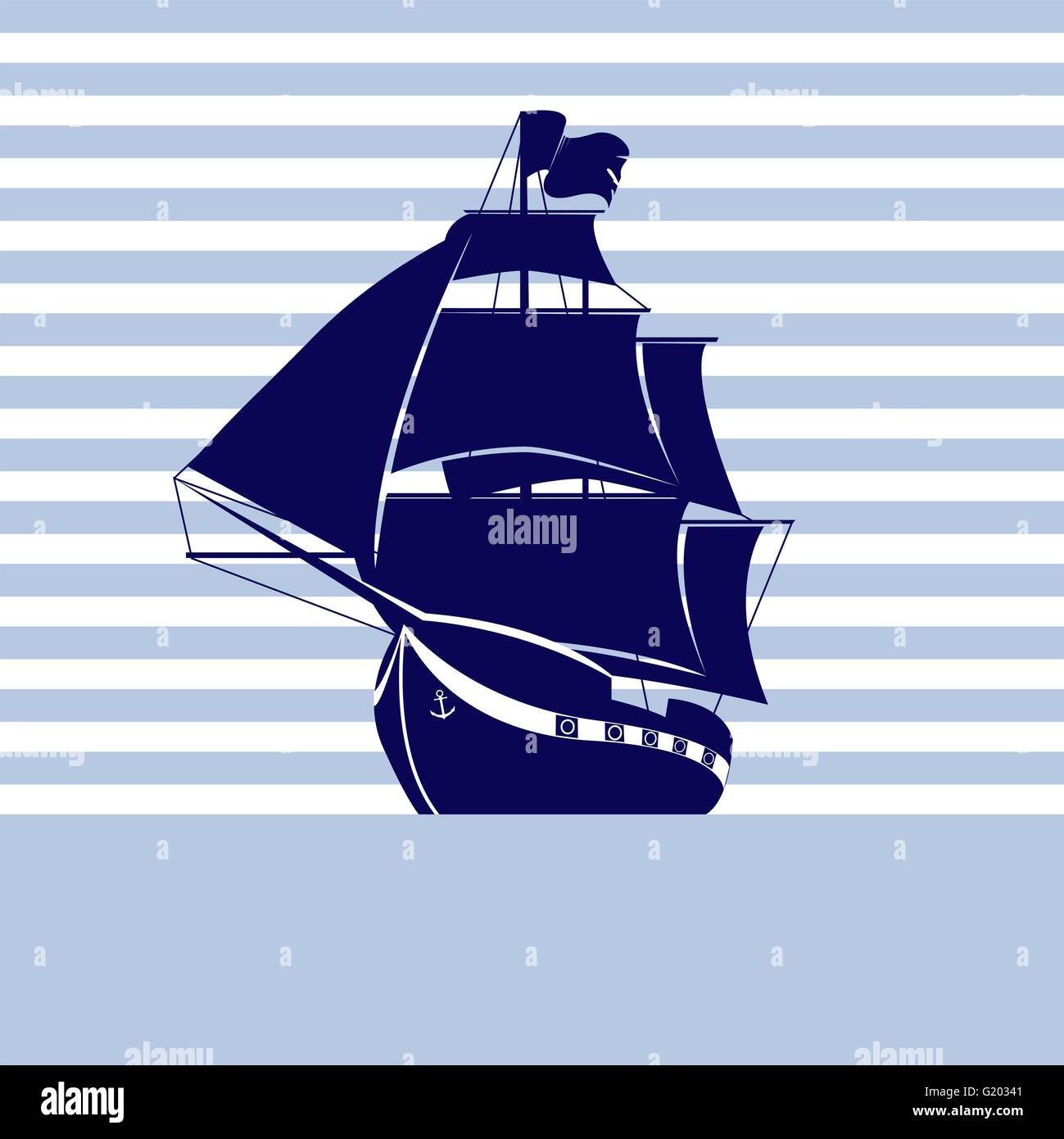 Sailing ship on strip background in the sea Stock Vector Image & Art ...