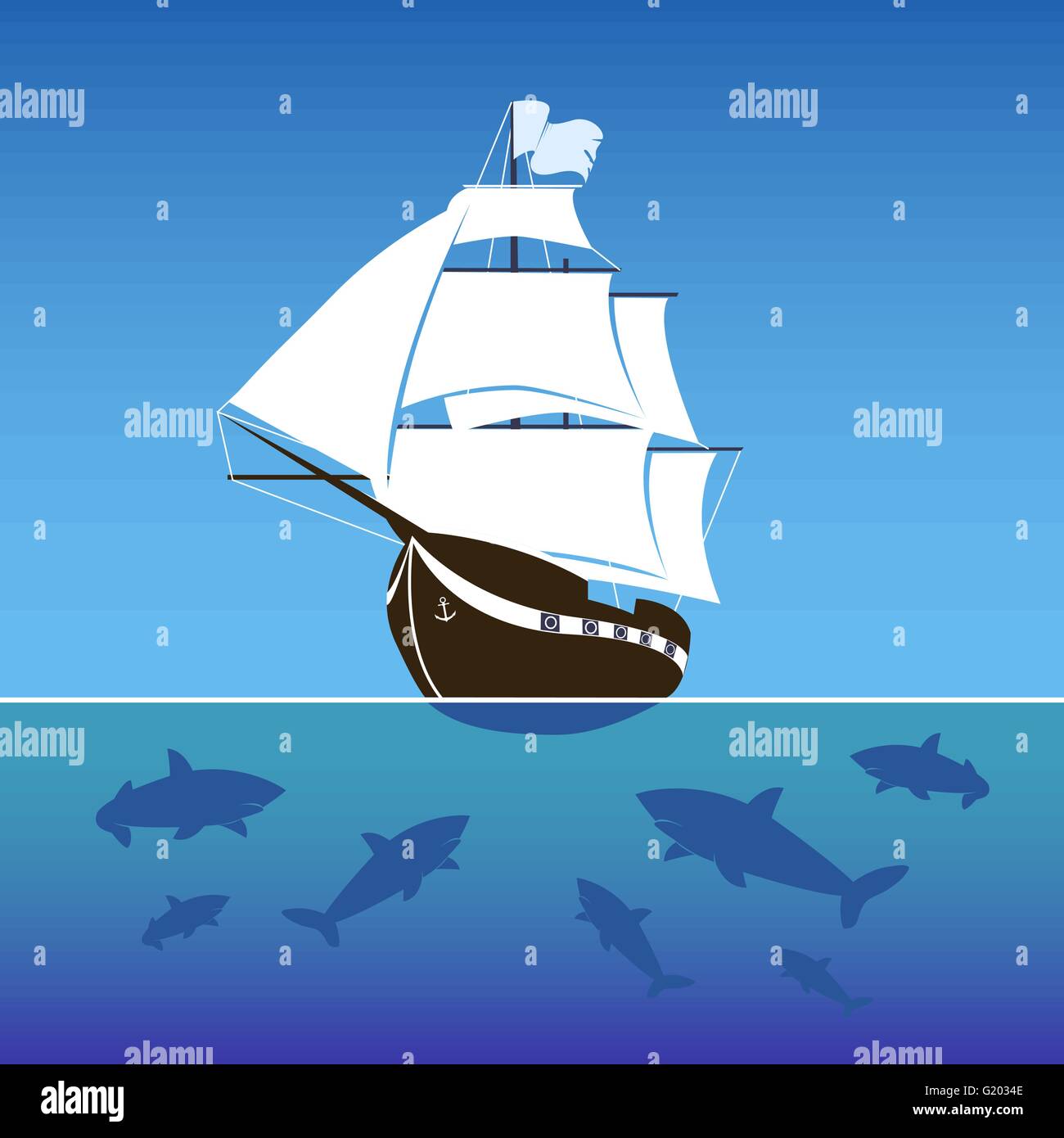 Cartoon ship boat sailing in hi-res stock photography and images - Alamy