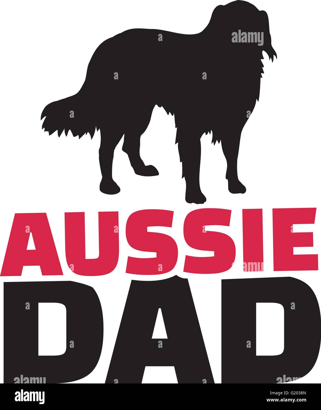 Australian Shepherd dad with dog silhouette Stock Vector Image & Art ...