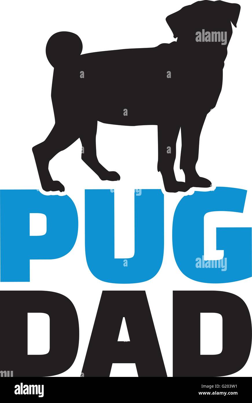Pug dad with dog silhouette Stock Vector Image & Art - Alamy