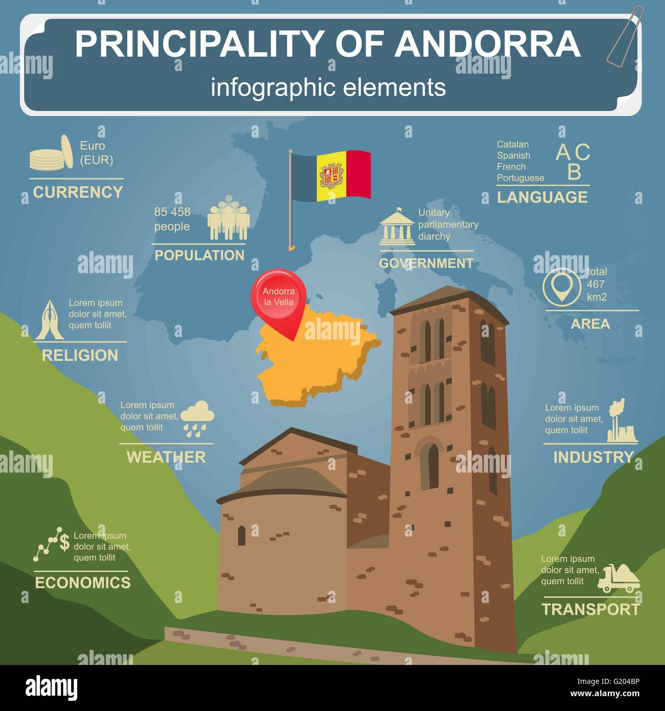 Andorra infographics, statistical data, sights. Vector illustration ...