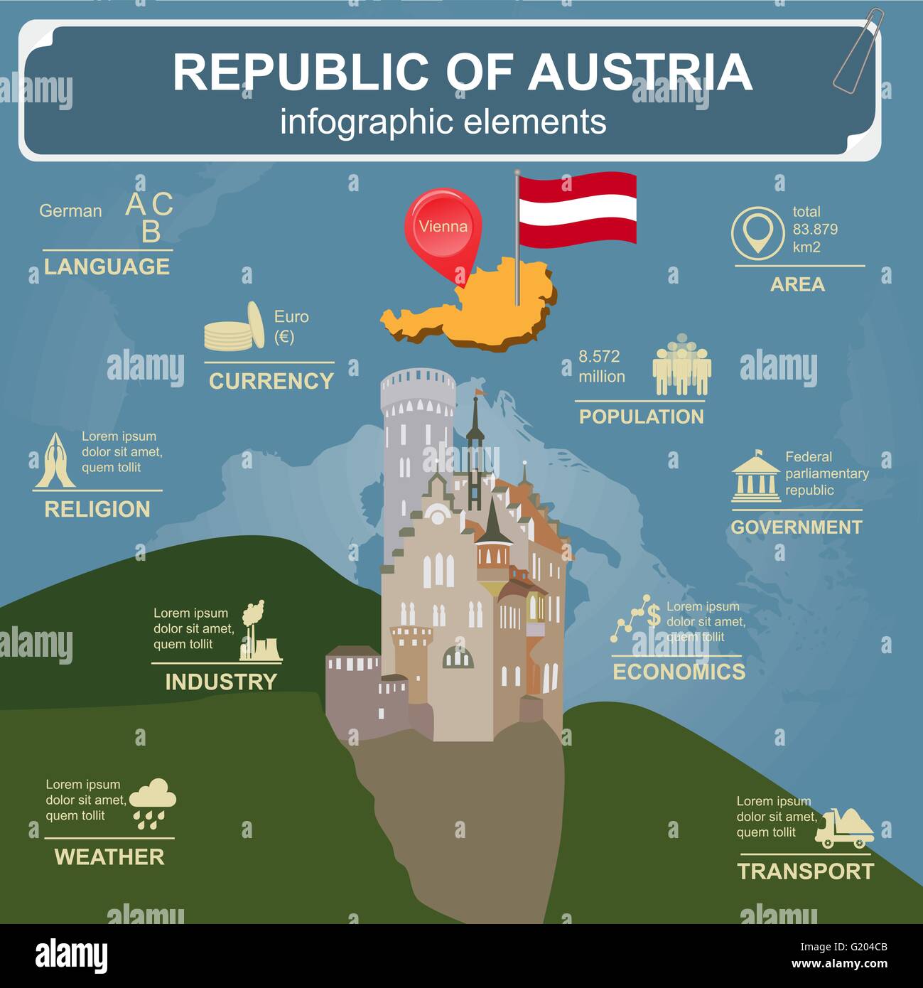 Austria infographics, statistical data, sights. Vector illustration ...