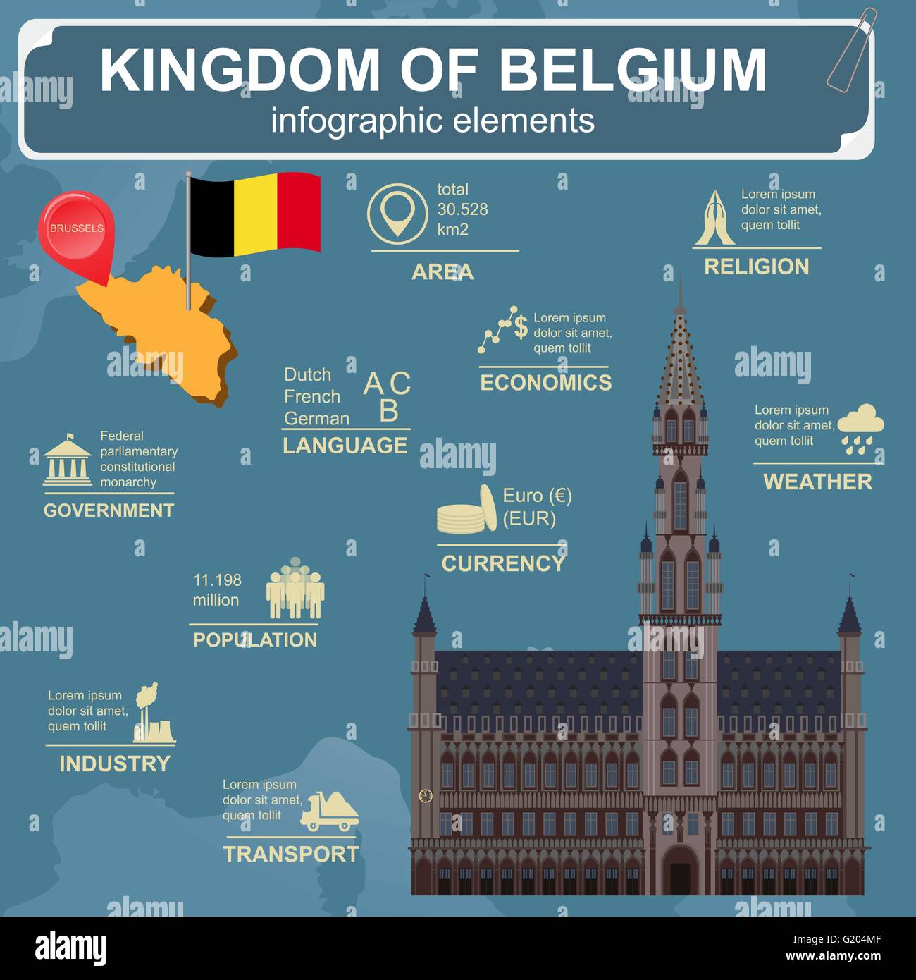 Belgium infographics, statistical data, sights. Vector illustration ...