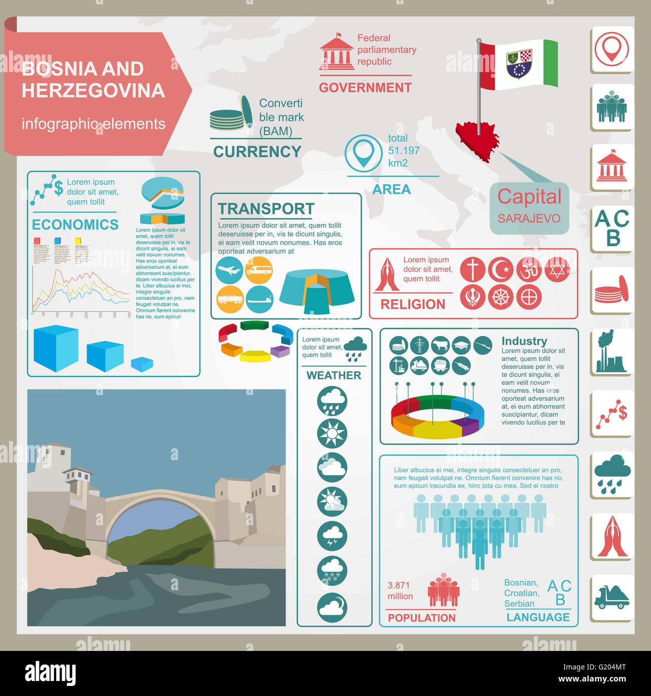 Sarajevo map infographic hi-res stock photography and images - Alamy