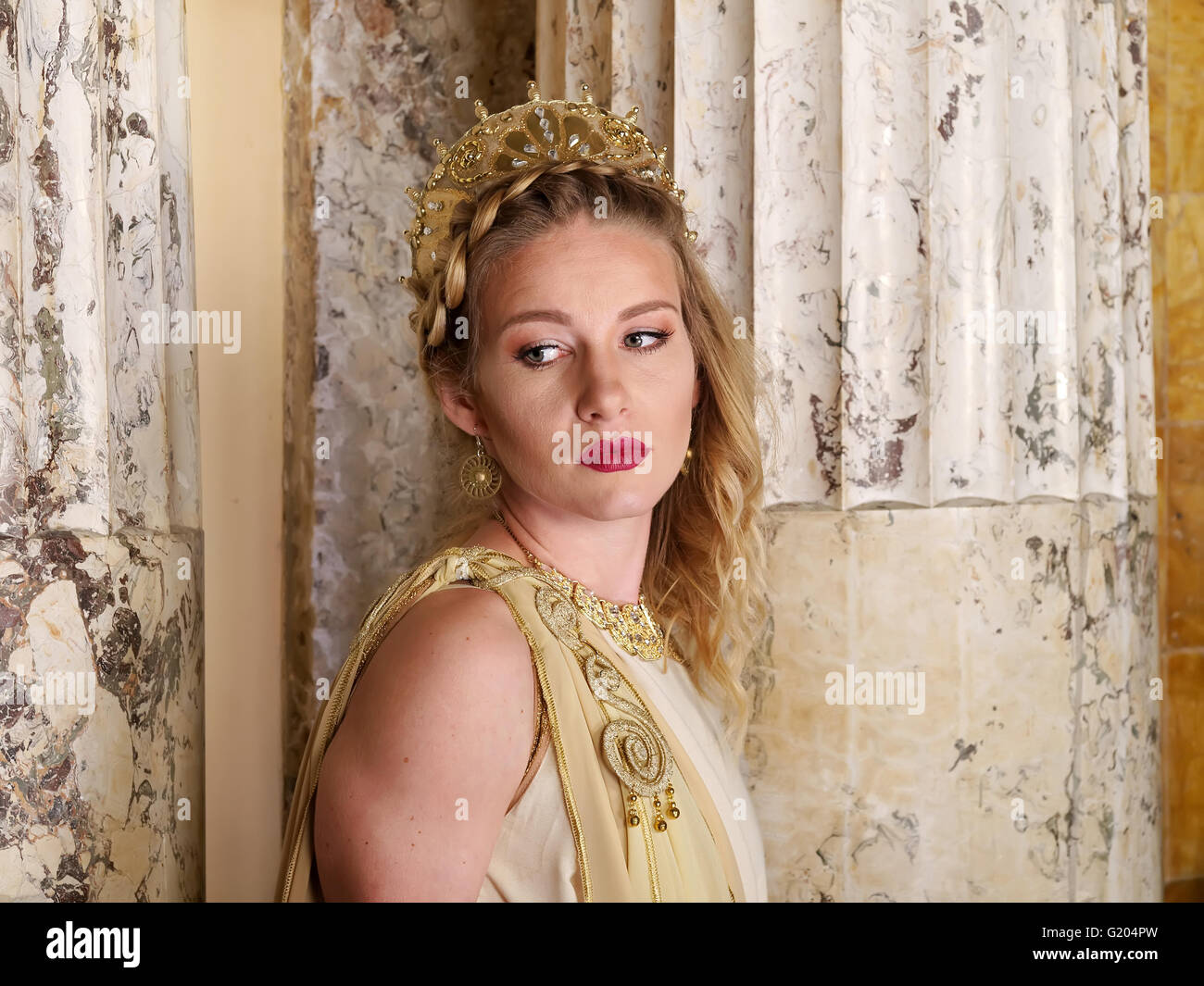 woman in traditional roman clothing posing in temple Stock Photo - Alamy