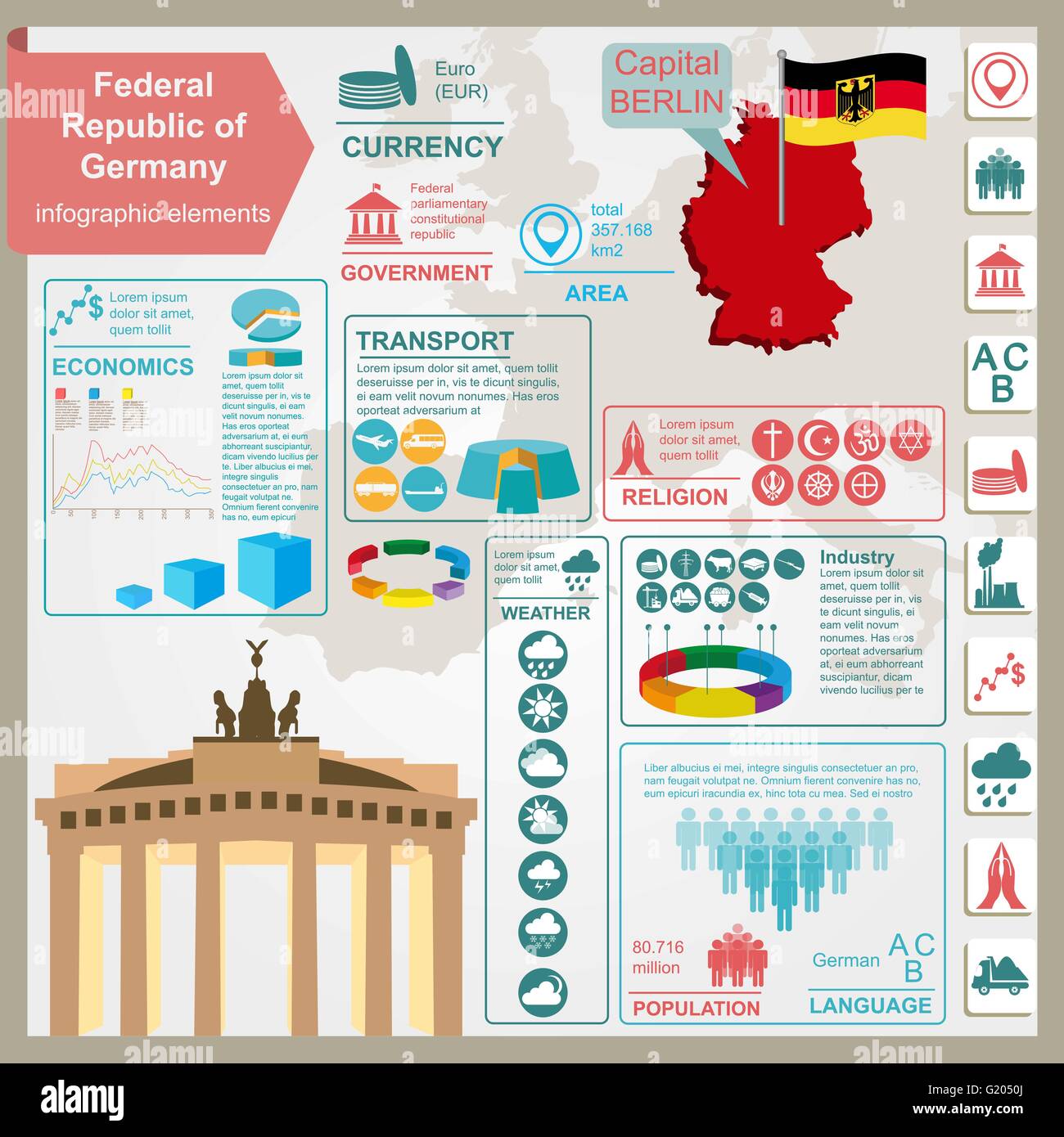 Germany infographics, statistical data, sights. Vector illustration ...