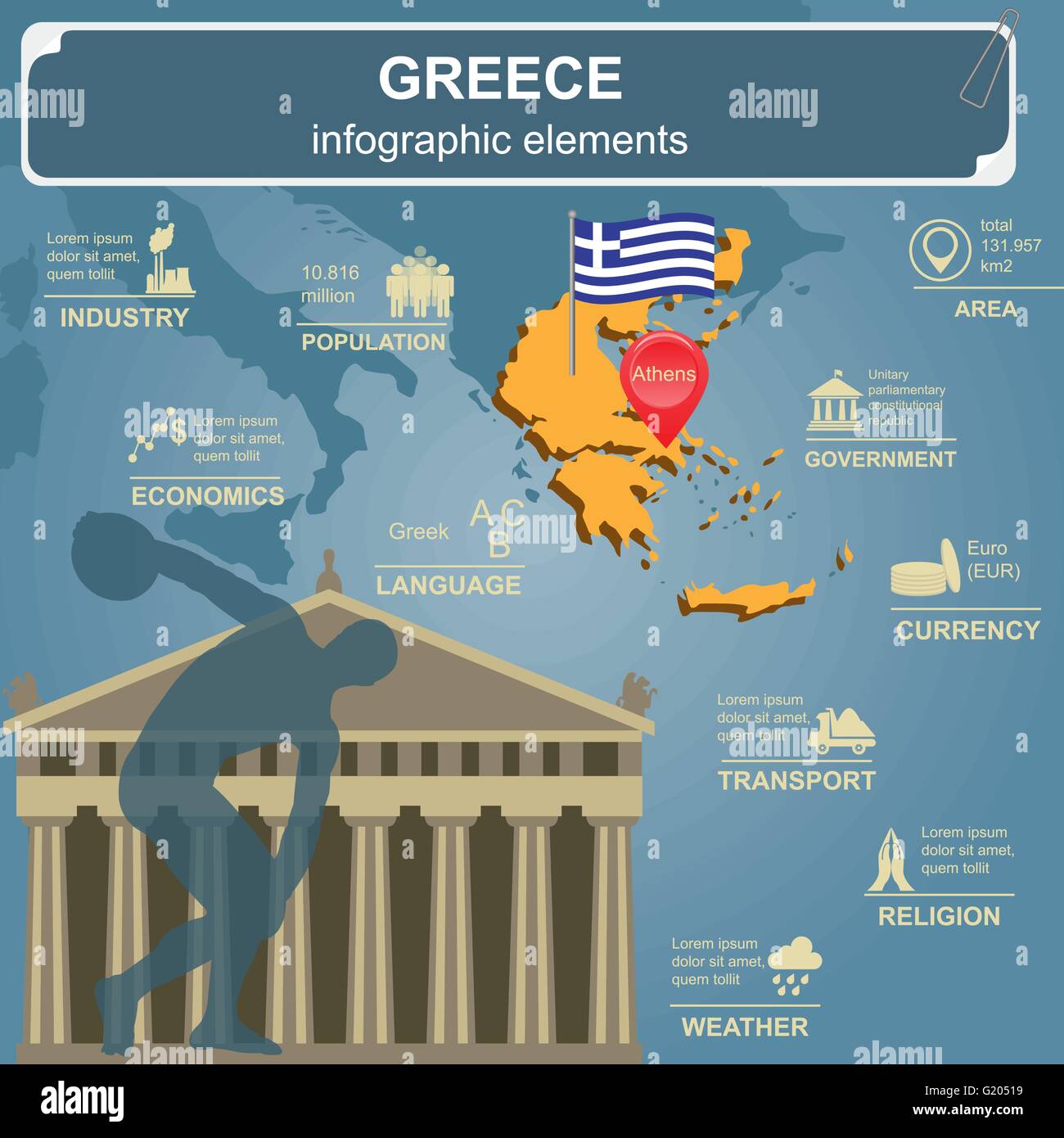 Greece infographics, statistical data, sights. Vector illustration ...