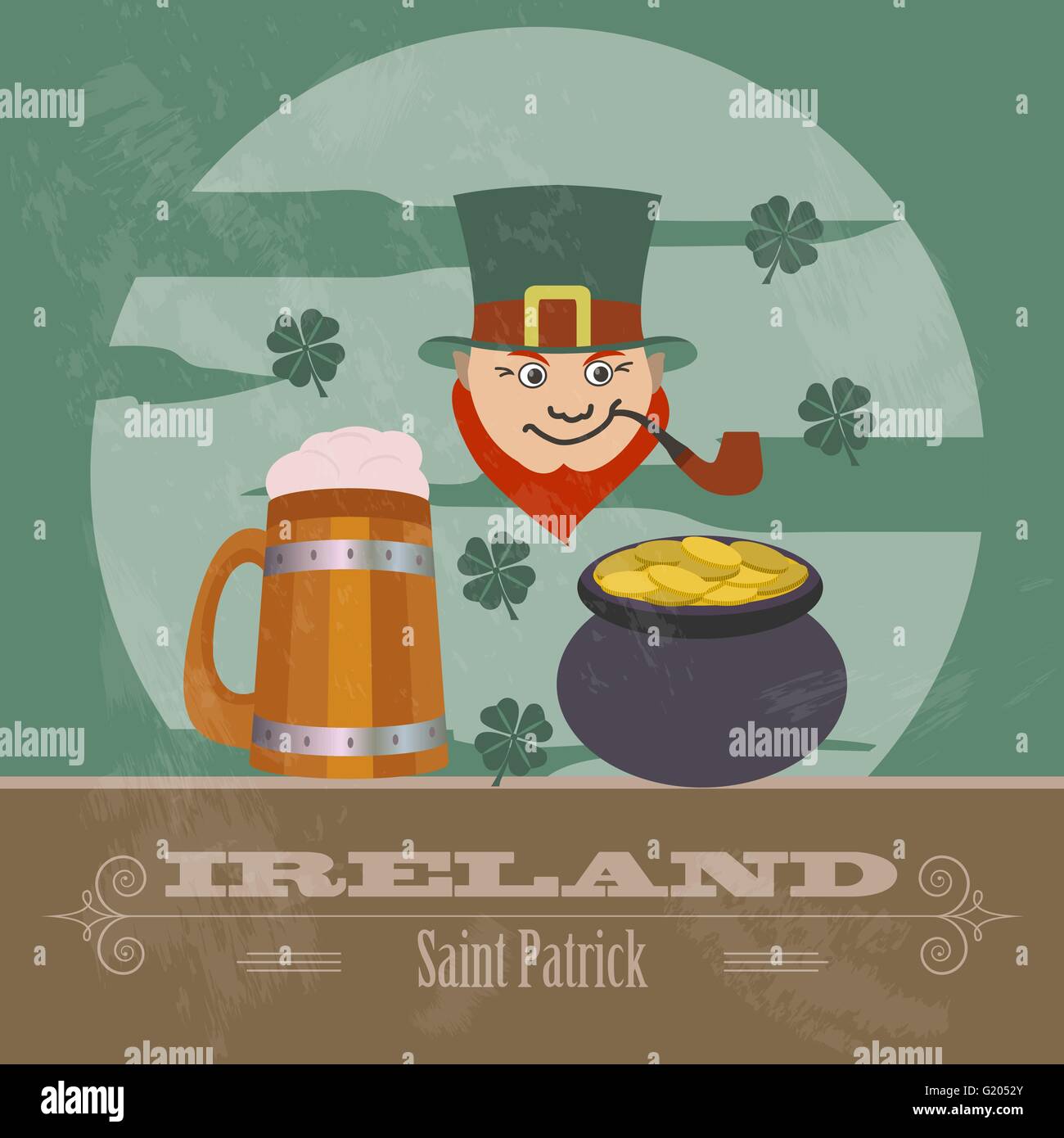 Ireland landmarks. Retro styled image. Vector illustration Stock Vector ...