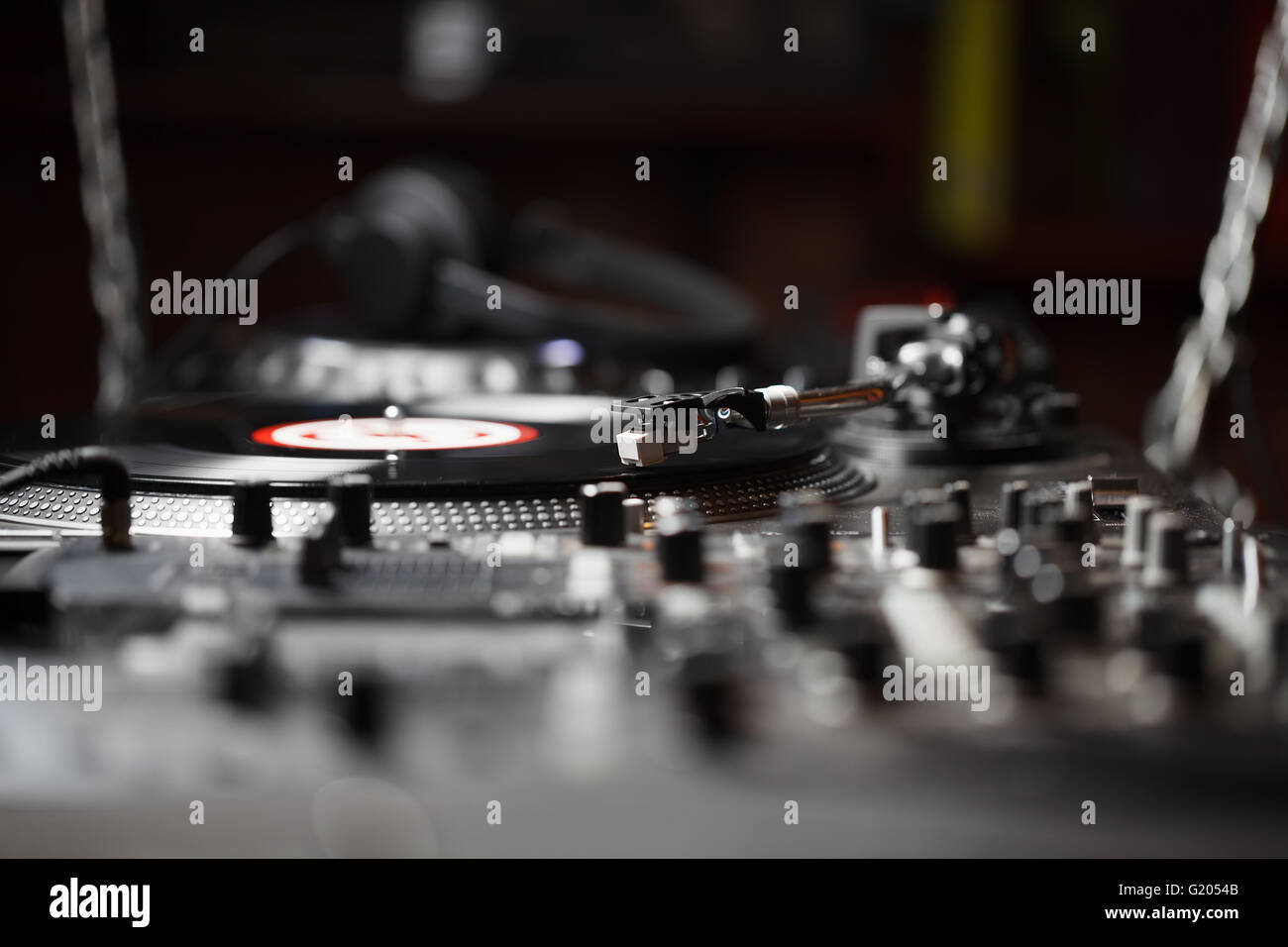 Turntable vinyl record player, analog sound technology for DJ playing ...