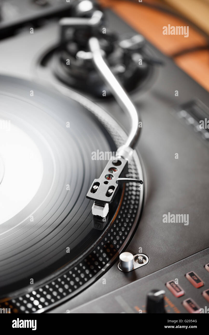 Turntable vinyl record player, analog sound technology for DJ playing ...