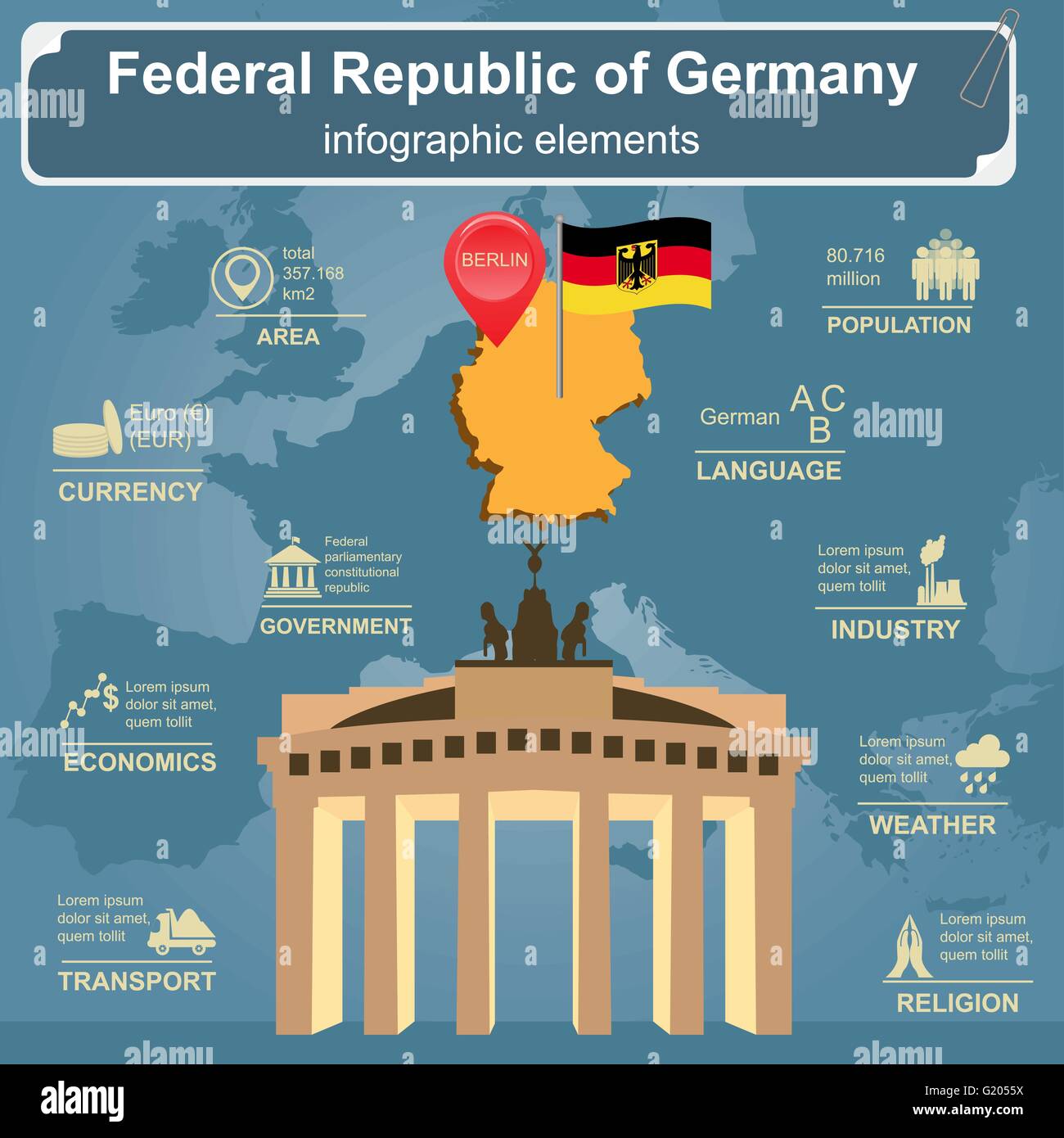 Germany infographics, statistical data, sights. Vector illustration ...