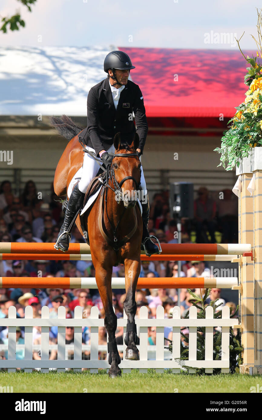 Sir Mark Todd (New Zealand) riding Leonidas II in the show jumping at ...