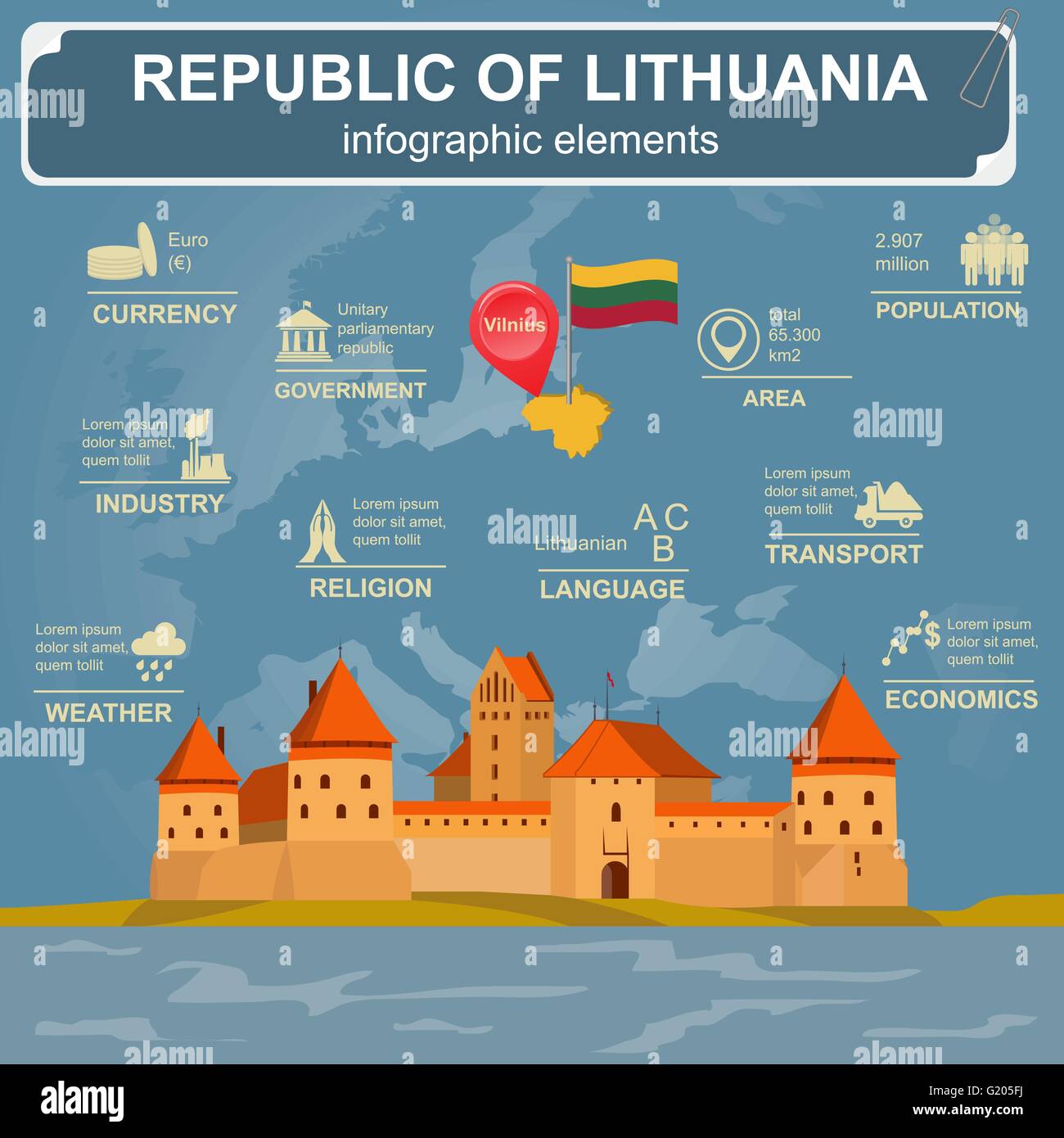 Lithuania infographics, statistical data, sights. Vector illustration ...