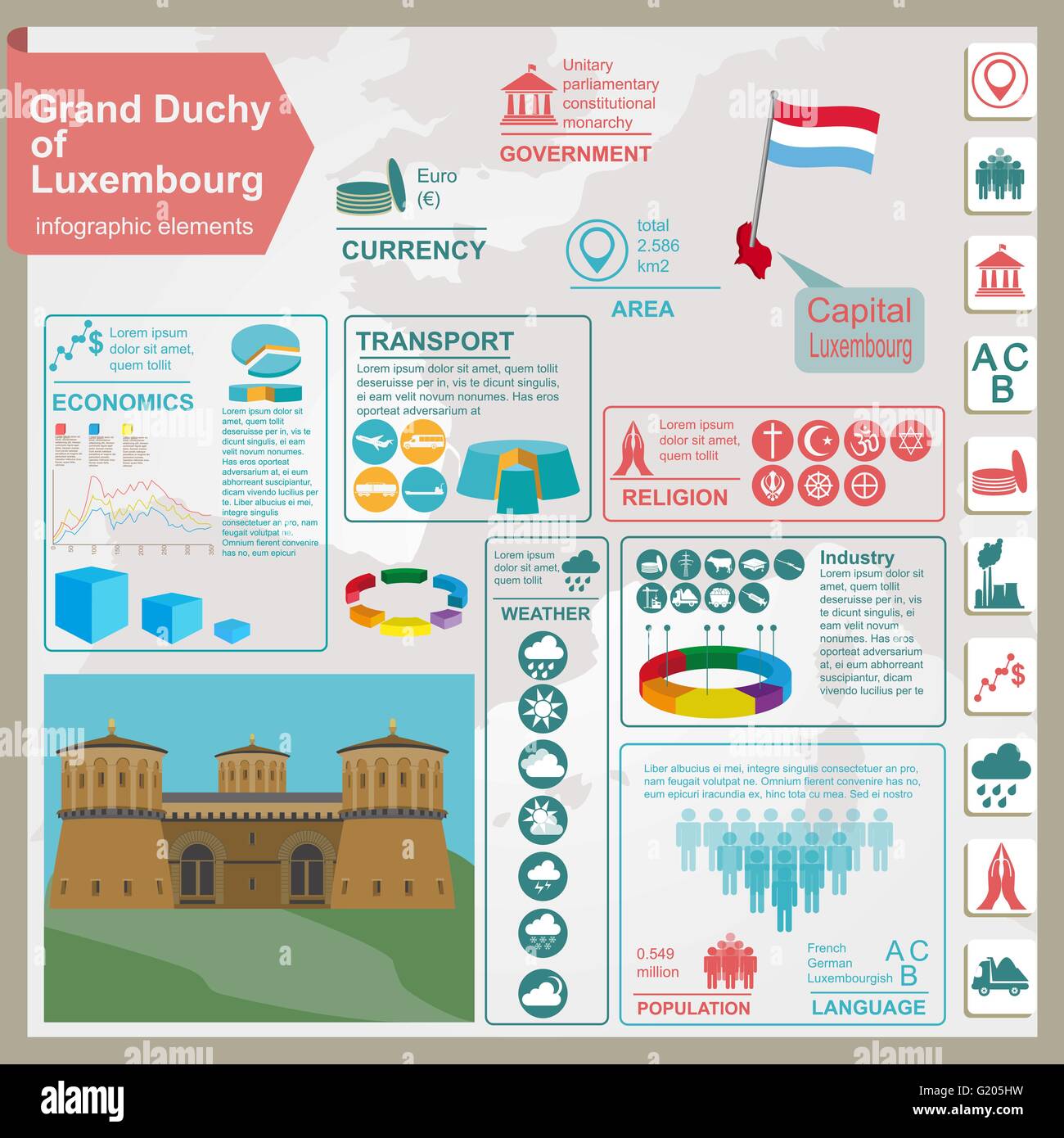Luxembourg infographics, statistical data, sights. Vector illustration Stock Vector Image & Art ...