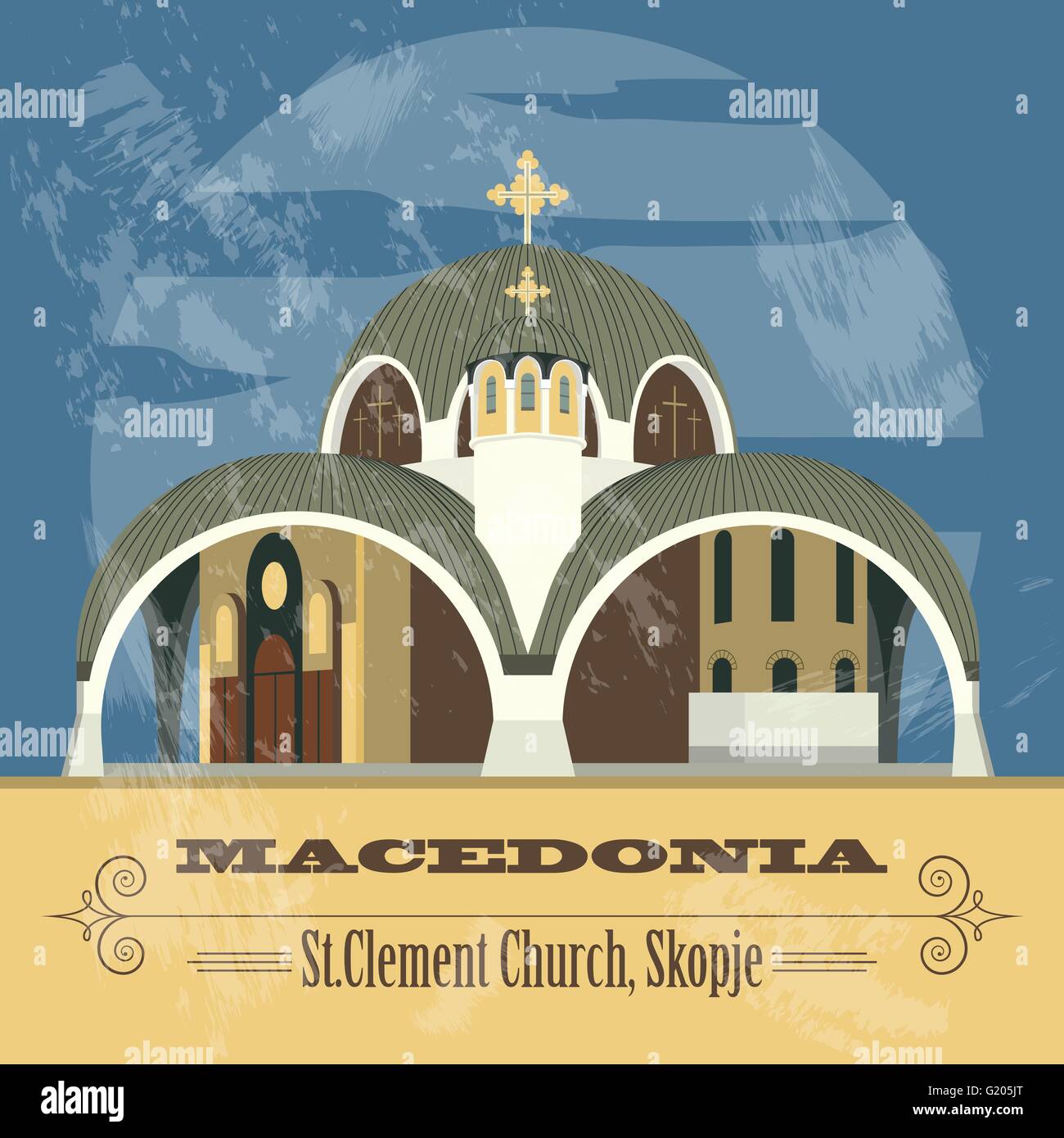 Macedonia landmarks. Retro styled image. Vector illustration Stock ...
