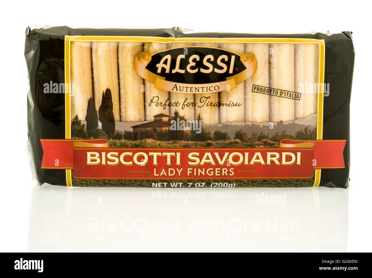 Winneconne, WI - 19 May 2016: Package of Alessi biscotti lady fingers ...