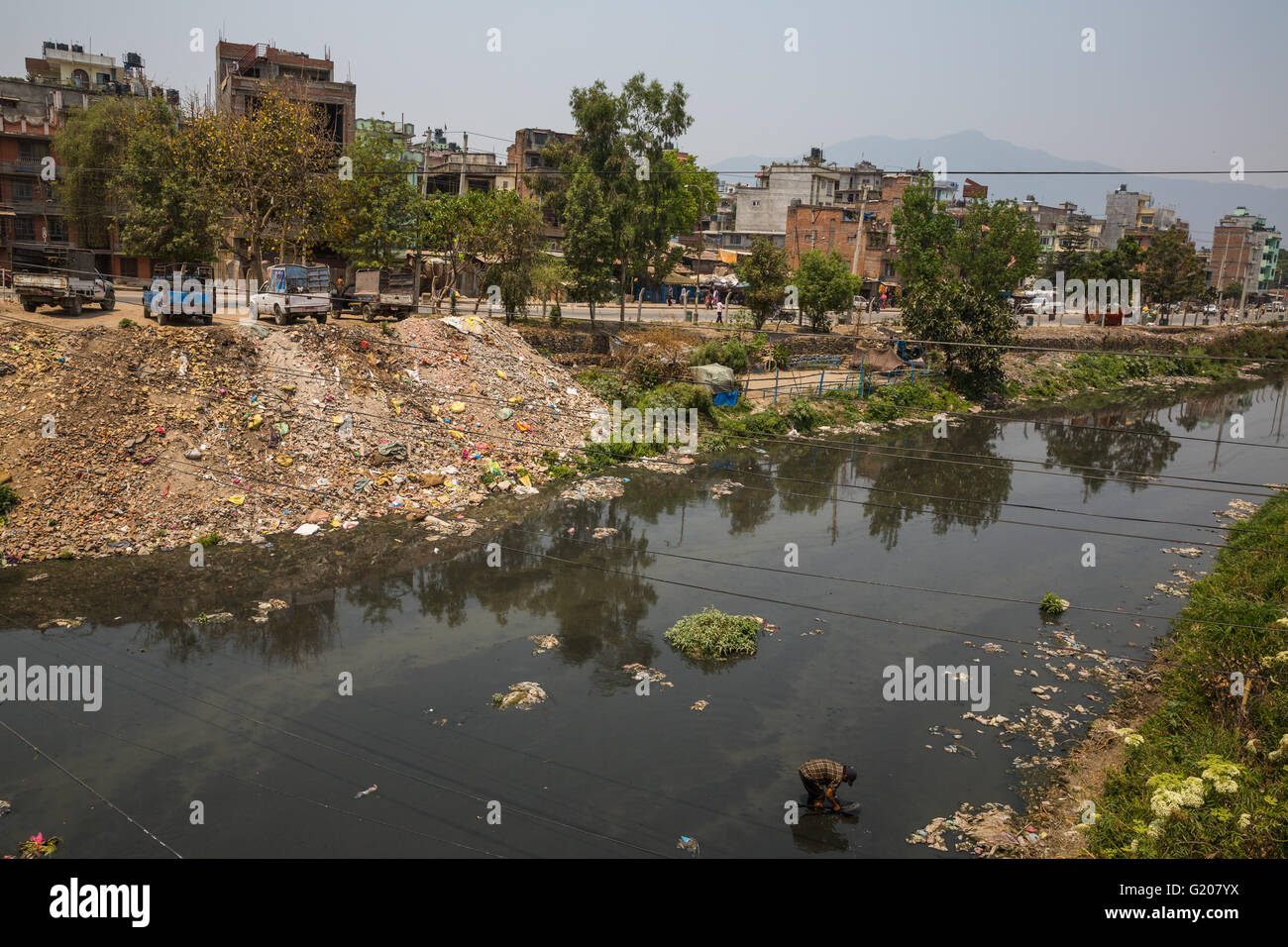 KATHMANDU, NEPAL-APRIL 25: Street of Kathmandu 25, 2016 in Kathmandu, Nepal. Street view of ...