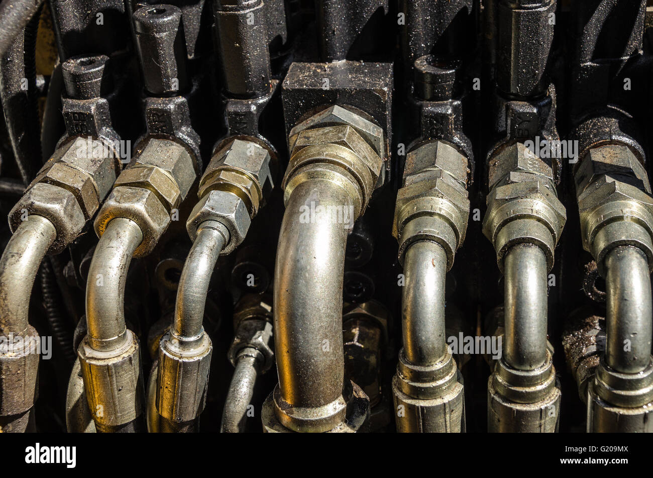 detail of an engine of an excavator Stock Photo - Alamy