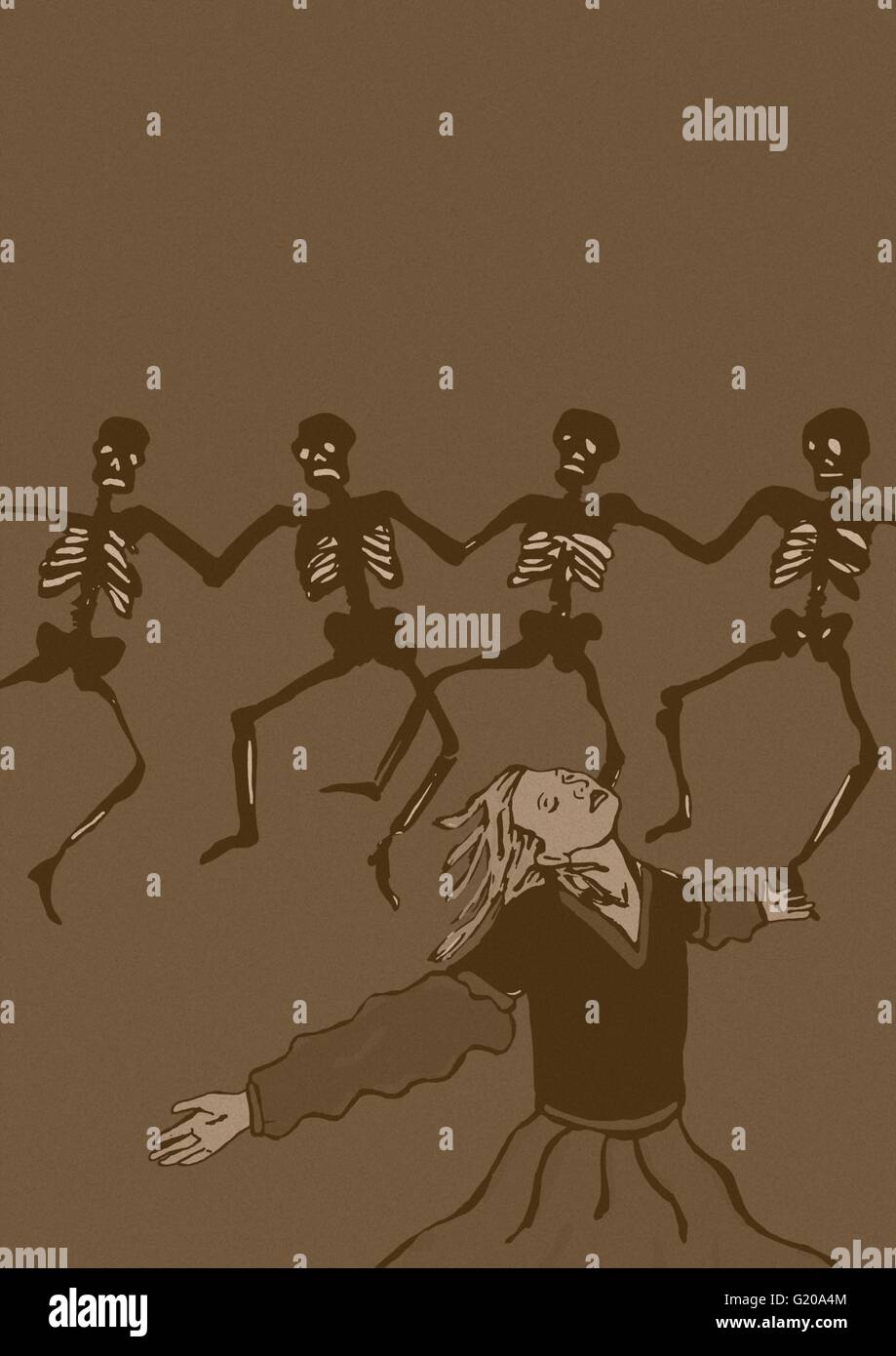 Dancing with skeletons vintage Stock Photo - Alamy