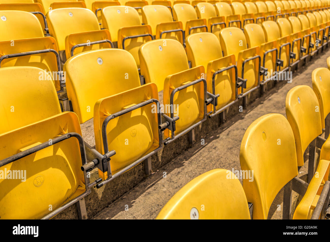 Yellow seats in Nowlan Park, the stadium, which hosts major hurling ...