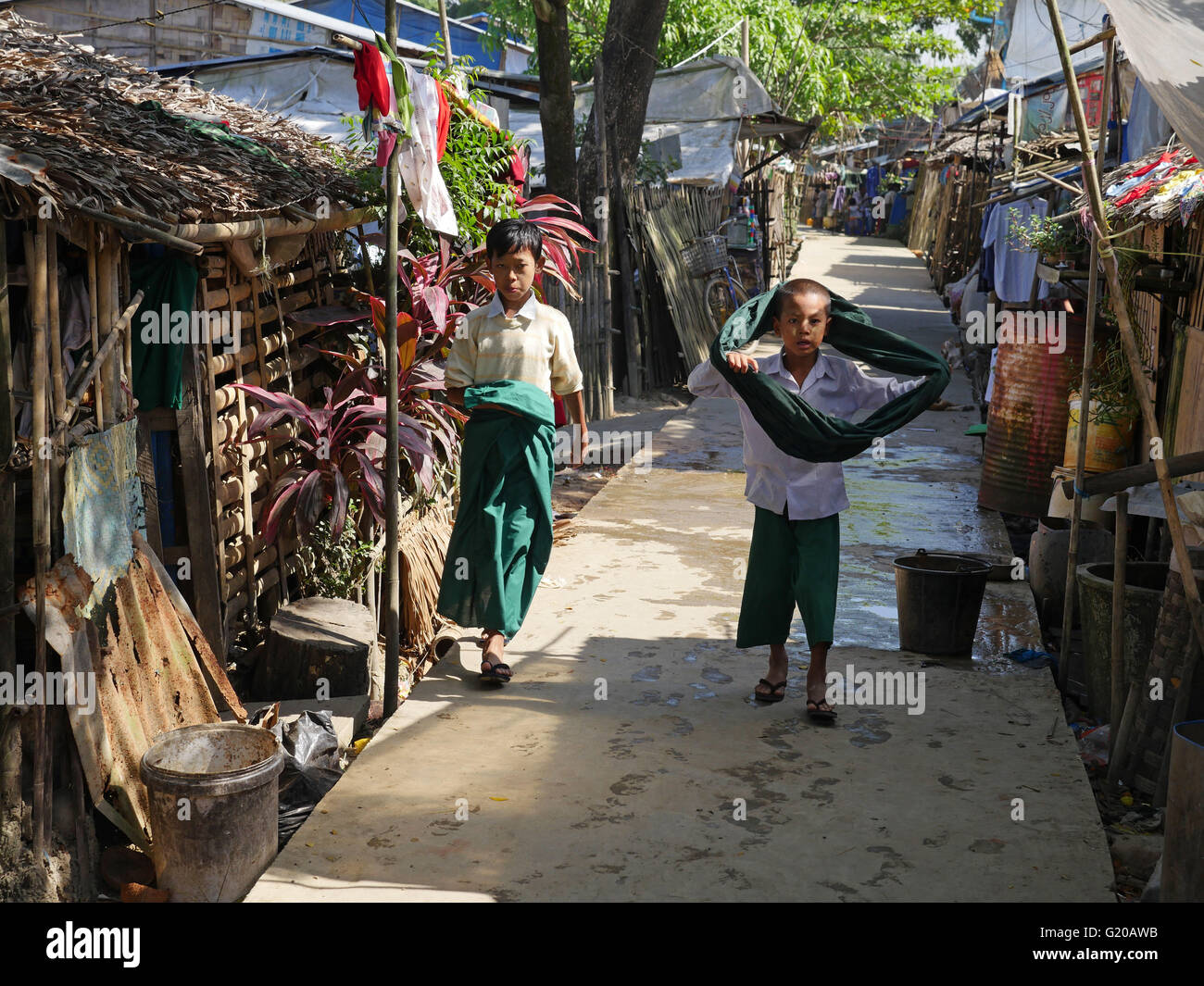 MYANMAR Hlaing Thayer, a slum of Yangon where people were relocated ...