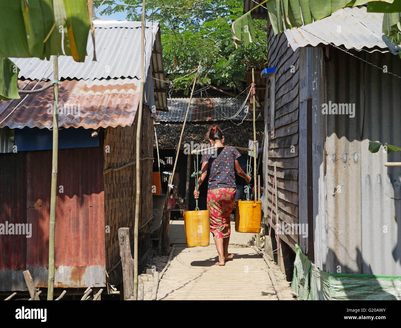 MYANMAR Hlaing Thayer, a slum of Yangon where people were relocated ...