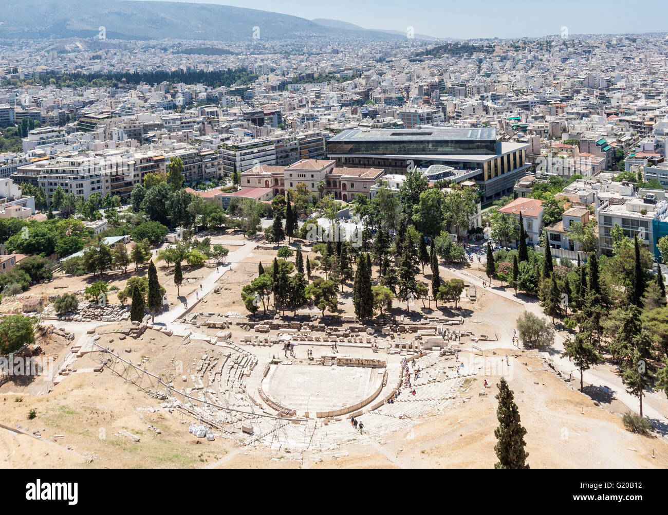 Theater of Dionysus and Acropolis Museum Athens Stock Photo - Alamy