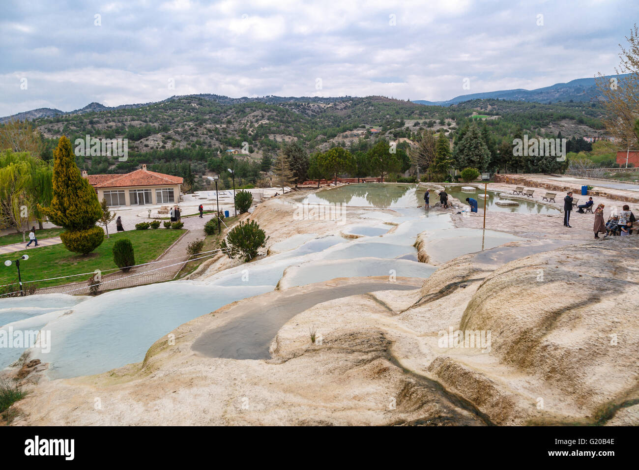 View of natural geographical formations in Pamukkale area in Turkey ...