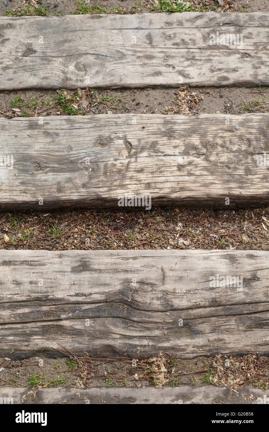 Close up detailed view of a wooden pathway in a park Stock Photo - Alamy