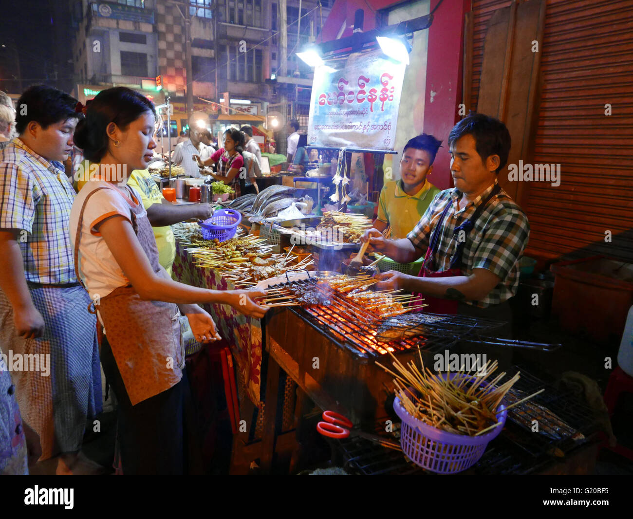 MYANMAR Night market in Chinatown, Yangon Stock Photo - Alamy
