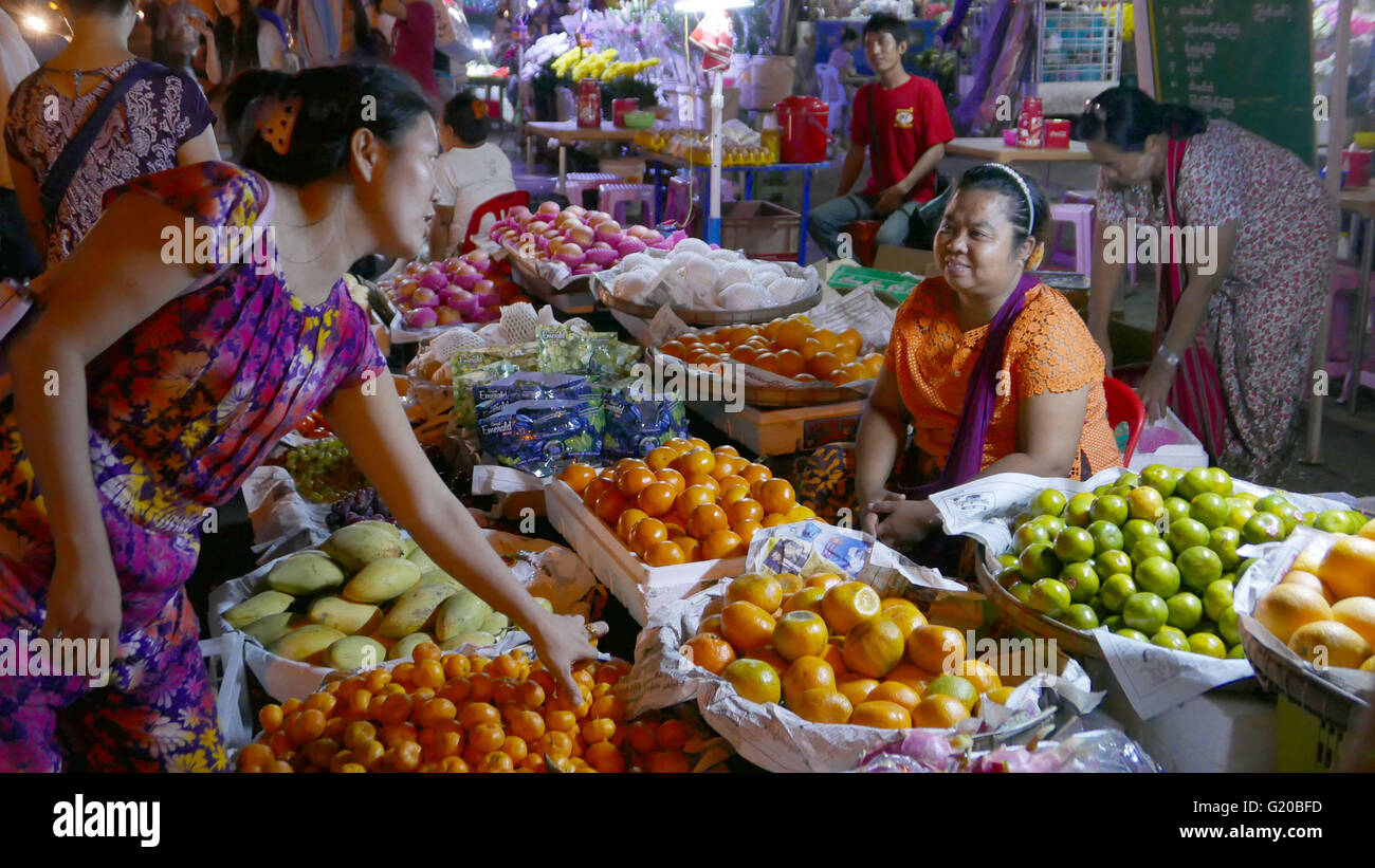 MYANMAR Night market in Chinatown, Yangon Stock Photo - Alamy