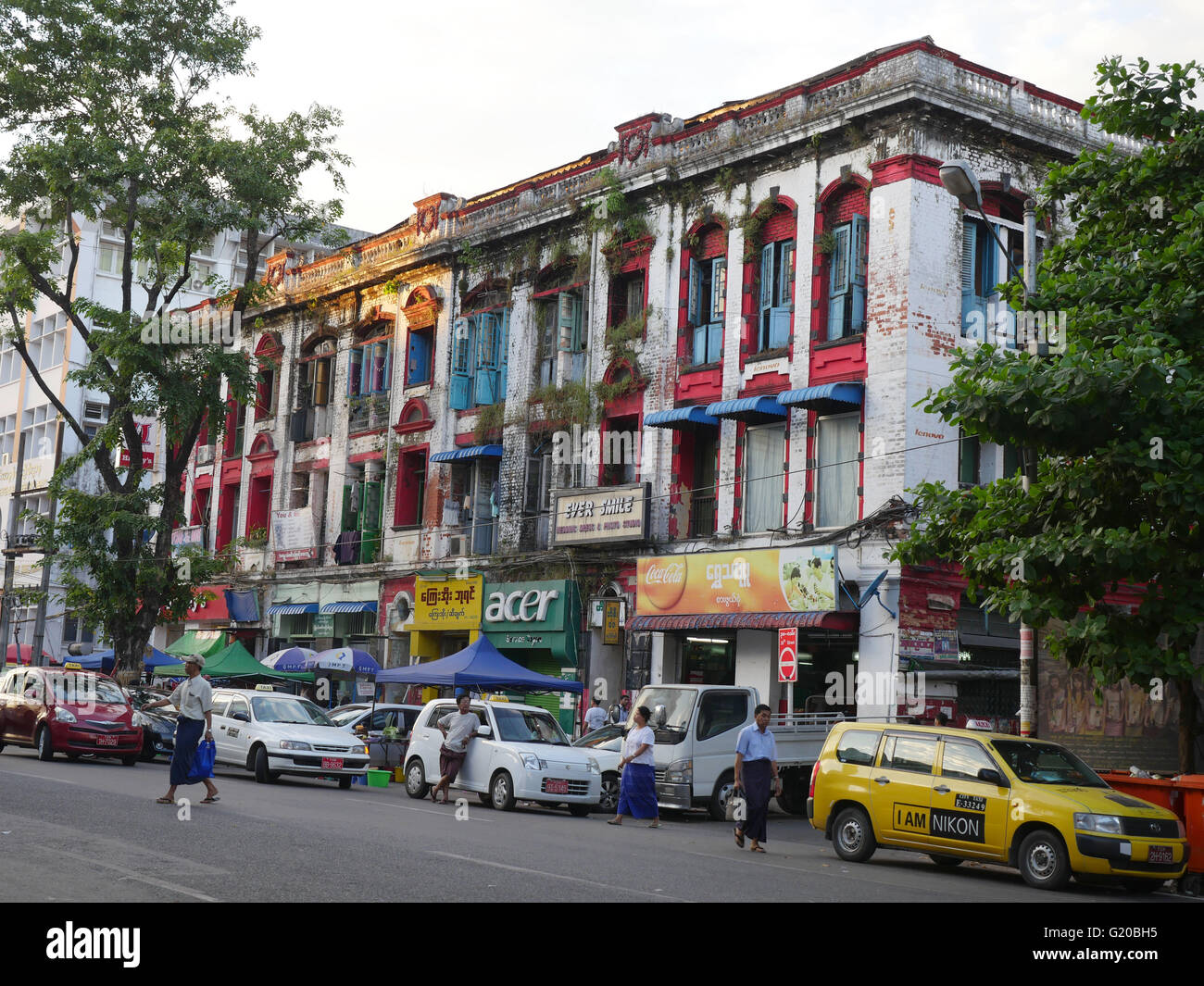 MYANMAR Yangon street scene Stock Photo - Alamy