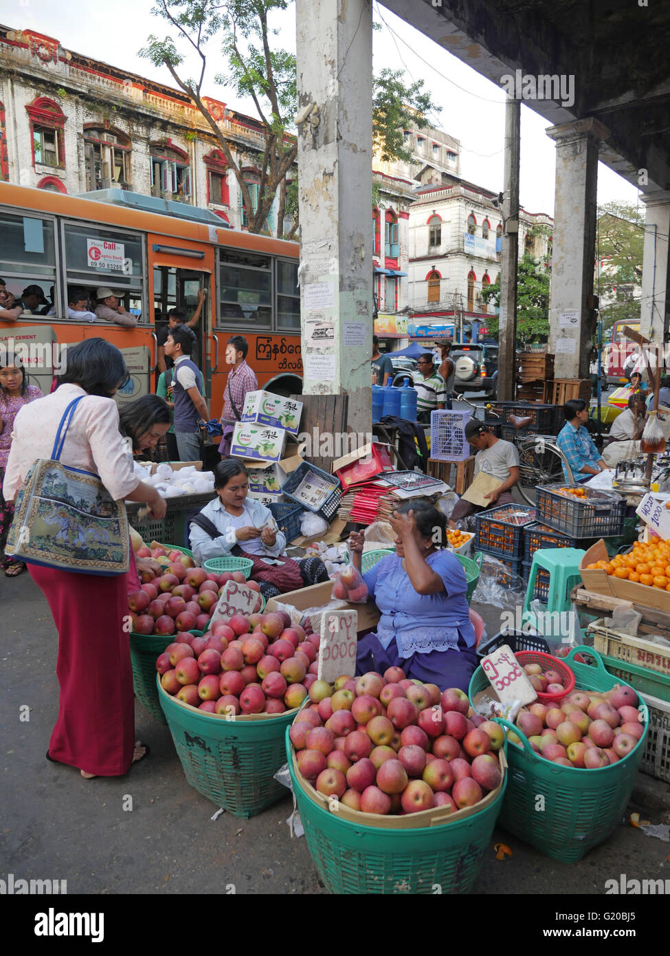MYANMAR Yangon street scene Stock Photo - Alamy