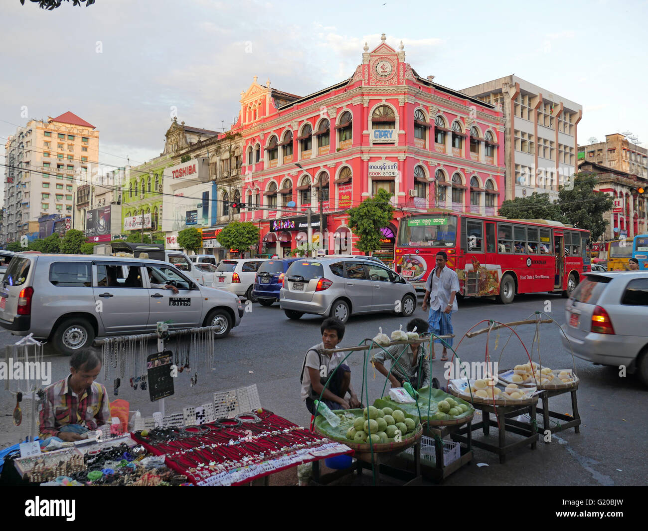 MYANMAR Yangon street scene Stock Photo - Alamy