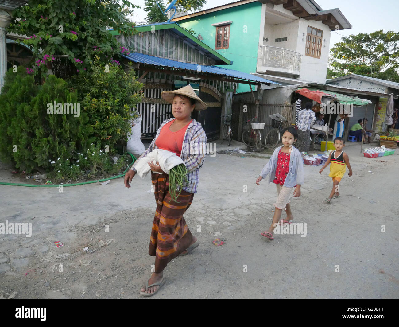 MYANMAR Street scenes in a village Stock Photo - Alamy