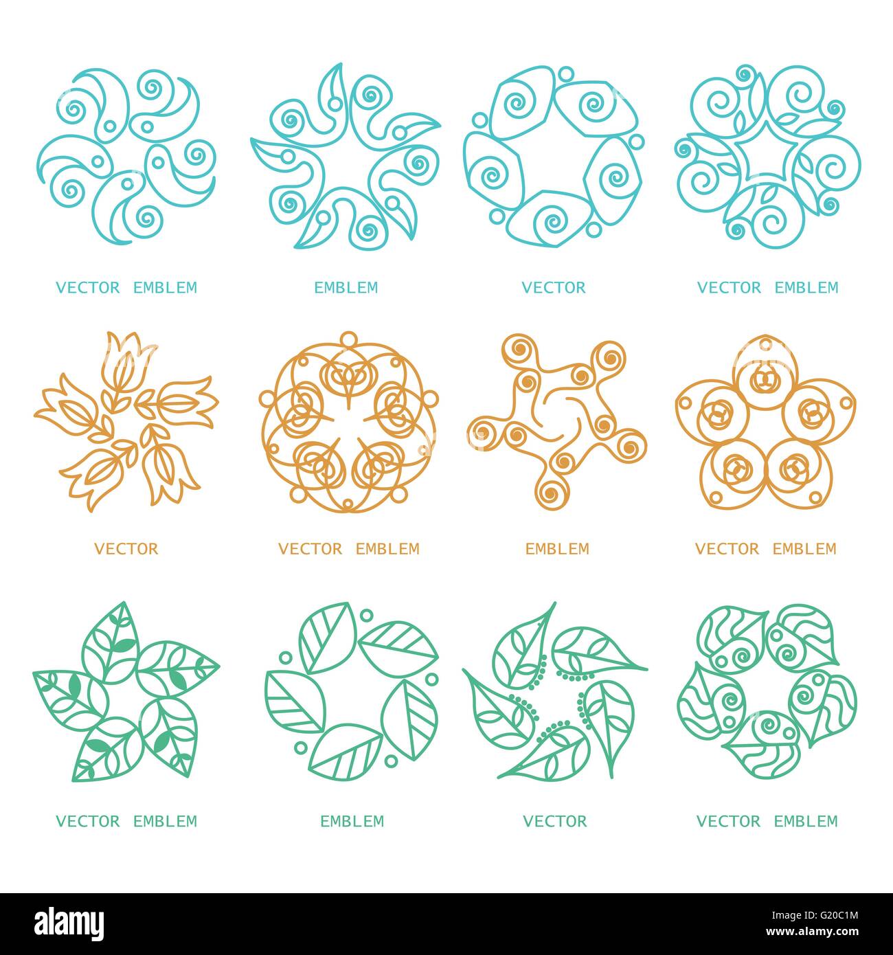 Vector set of logo design templates and symbols in trendy linear style ...