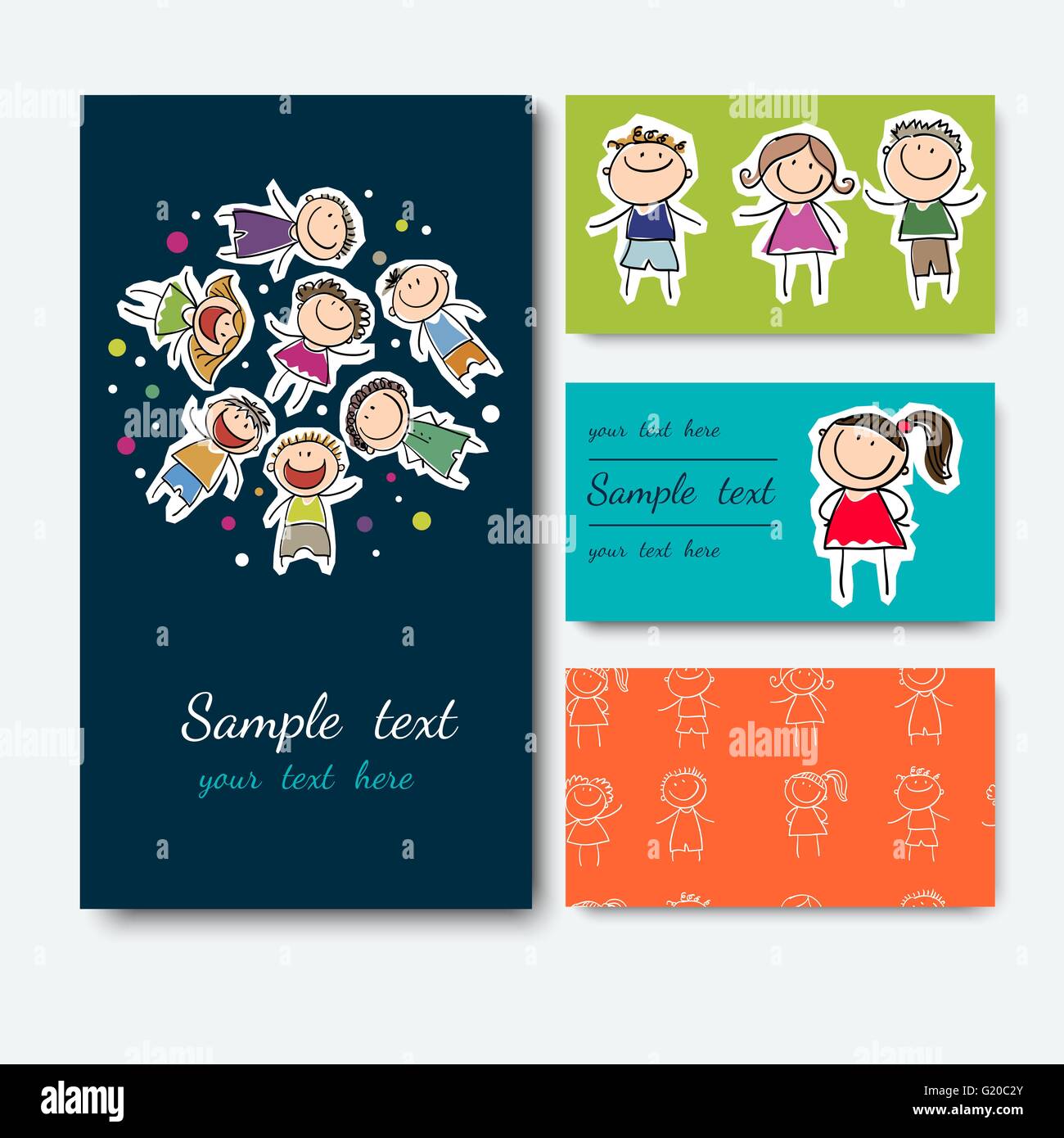 business card with a picture of children Stock Vector Image & Art - Alamy