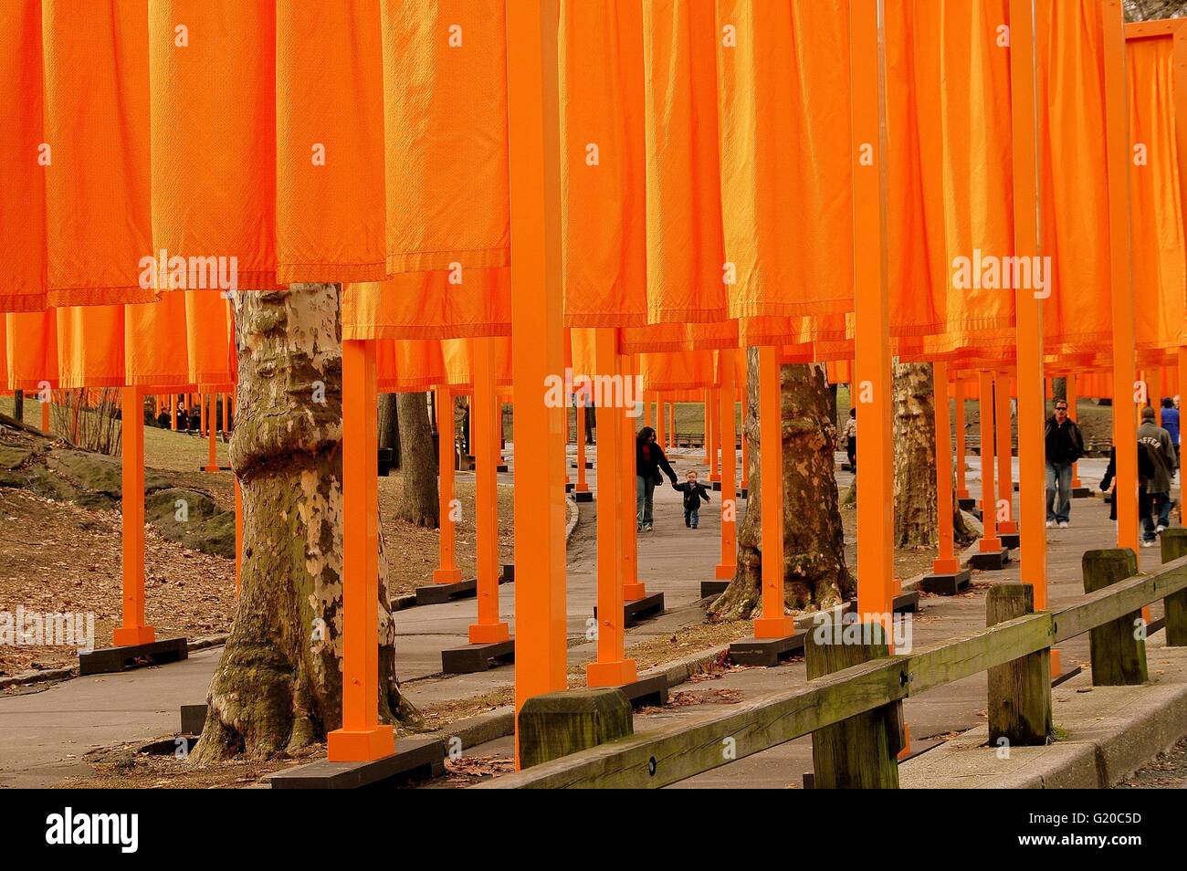 New York City: Orange fabric panels hang from Christo's The Gates ...
