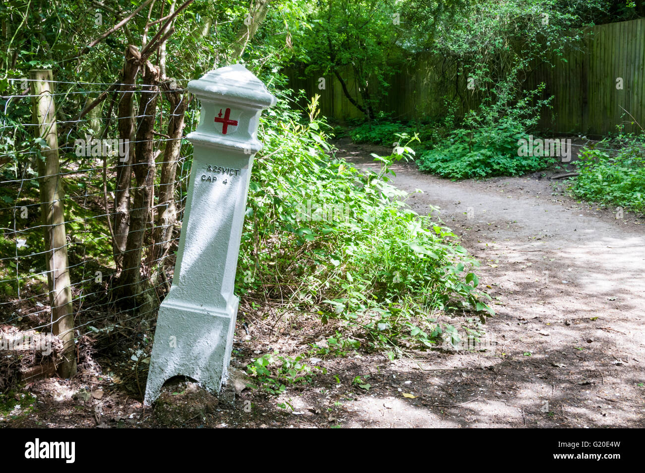 A Victorian coal tax post beside the North Downs Way and Pilgrim's Way ...
