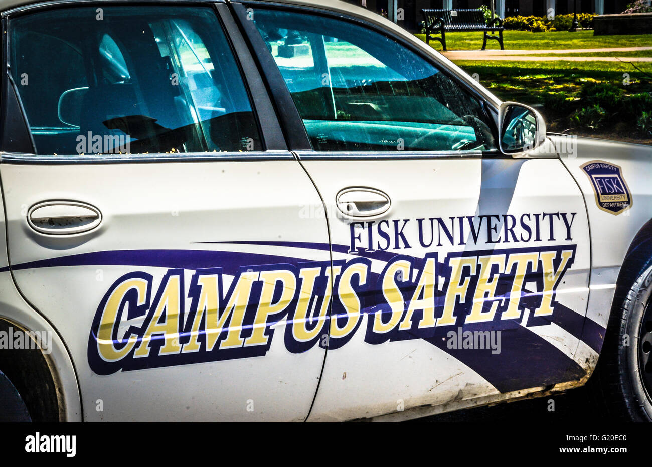 A Campus Safety patrol car parked on the grounds of Fisk University ...