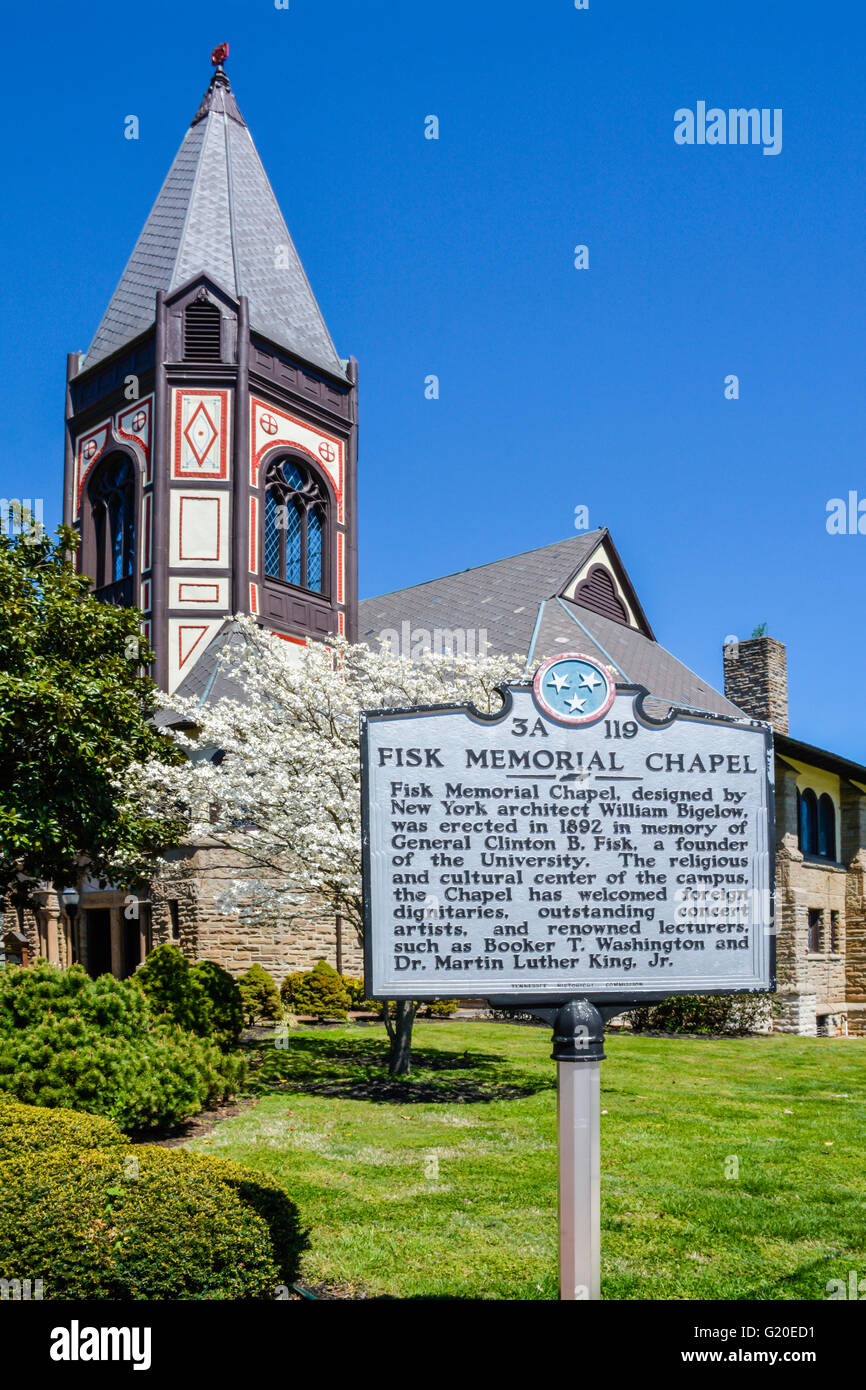 The Fisk University memorial Chapel, built in 1892 is home to the Fisk ...