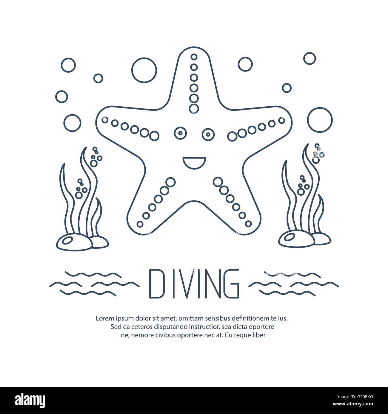 Diving icon with starfish and seaweed Stock Vector Image & Art - Alamy