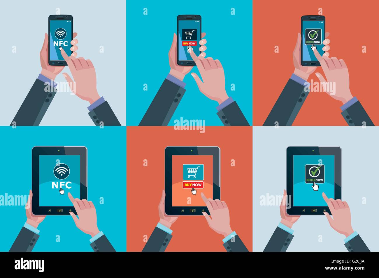 Man hands on smart phone Stock Vector Images - Alamy