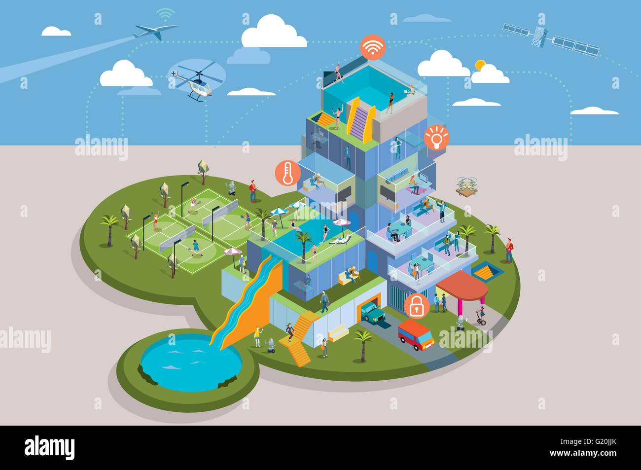 People Living in a Smart residential building. They enjoy all the ...