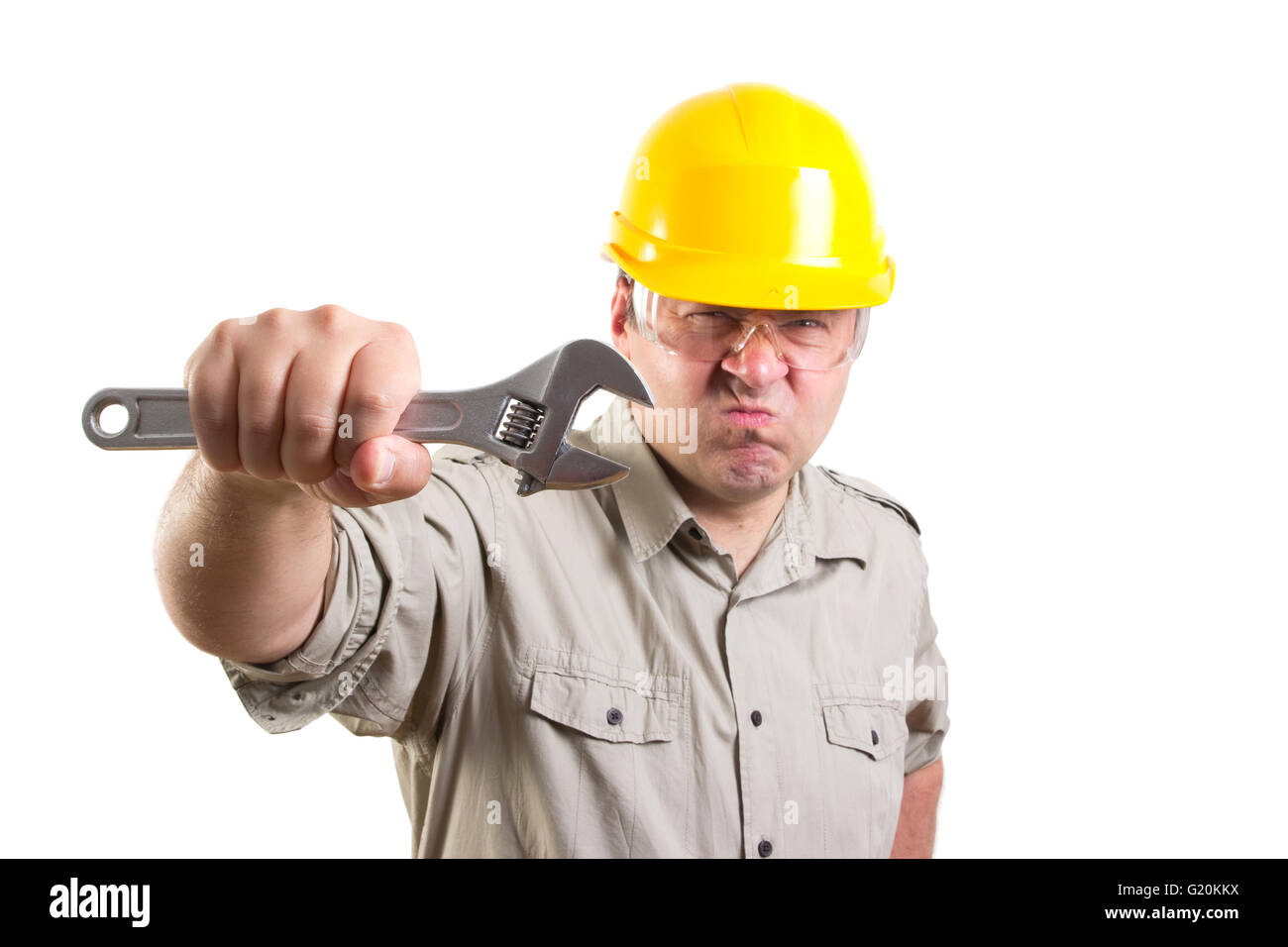 funny worker isolated on white background with clipping path included ...