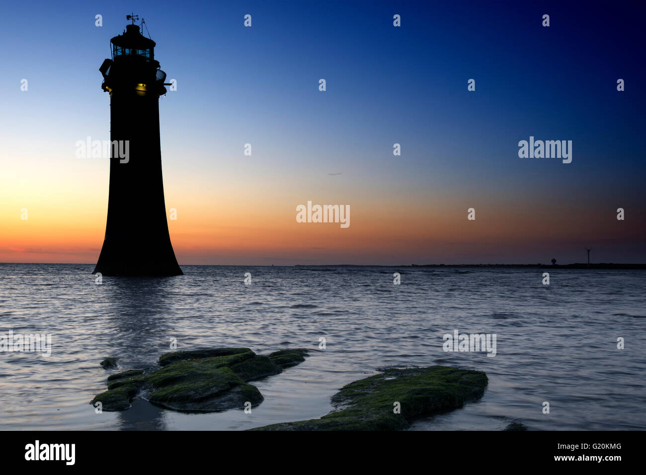New Brighton and Perch Rock Lighthouse as sunset Stock Photo - Alamy