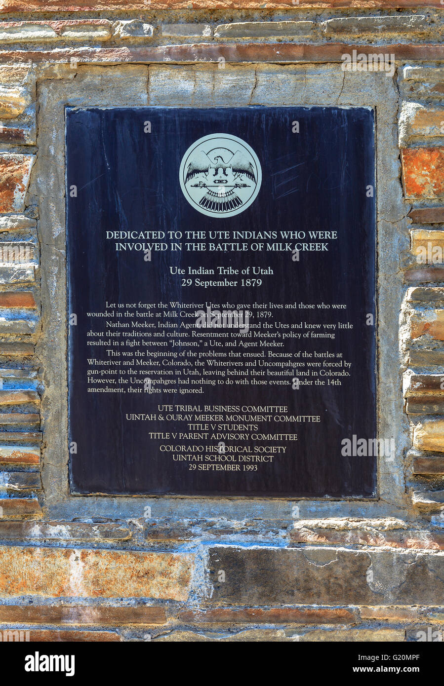 Memorial to Ute Indian Massacre in western Colorado Stock Photo - Alamy