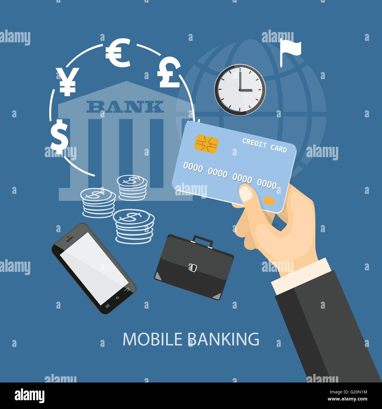 Flat design modern vector illustration concept of mobile banking, business investment, internet ...