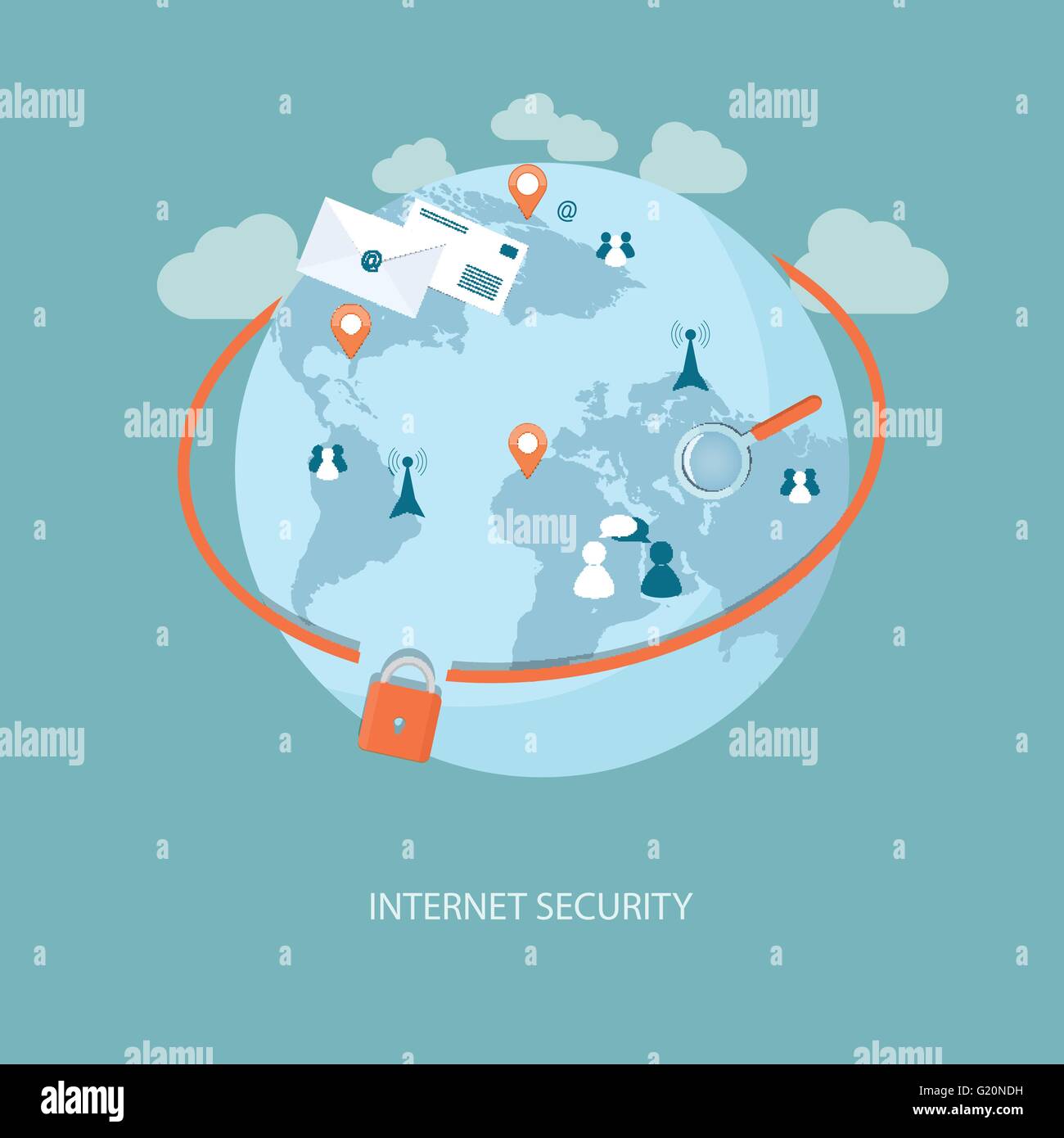 Flat design modern vector illustration concept of internet security ...